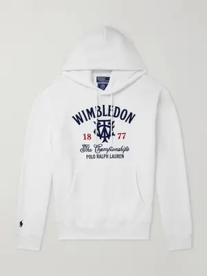 Polo Ralph Lauren Wimbledon Logo-embroidered Cotton Blend Hoodie - White