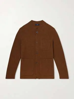 Dunhill Ribbed Camel Wool, Wool And Cashmere-blend Cardigan - Brown