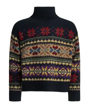 Polo Ralph Lauren Wool And Cashmere Turtleneck Sweater - Navy Multi
