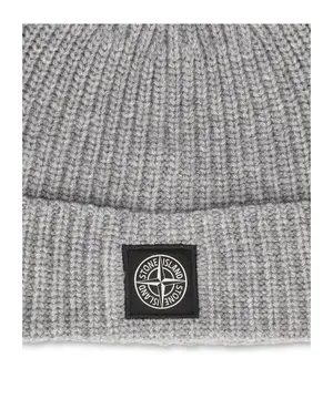 Stone Island Ribbed Knit Logo Beanie