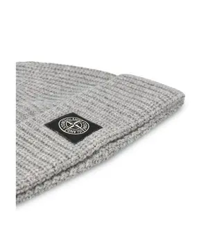 Stone Island Ribbed Knit Logo Beanie