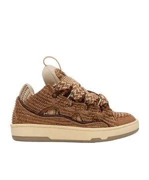 LANVIN Curb Lace-up Sneakers - Beige/brown