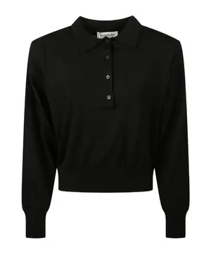 THE FRANKIE SHOP Knit Polo Shirt - Black
