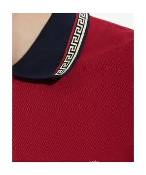 Versace Greca-trim Embroidered Polo Shirt