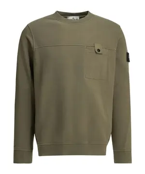 Stone Island Logo-patch Chest-pocket Sweatshirt - Green