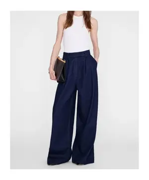ANINE BING Lou Trousers Wide Leg Denim - Dark Blue
