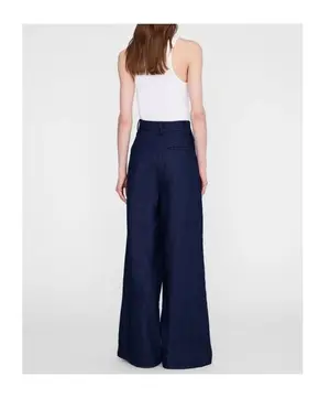 ANINE BING Lou Trousers Wide Leg Denim - Dark Blue