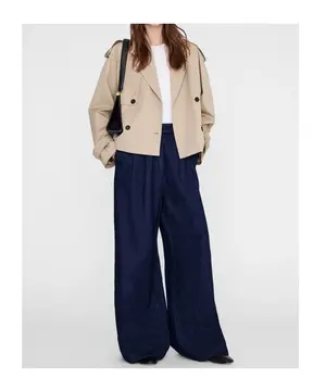 ANINE BING Lou Trousers Wide Leg Denim - Dark Blue