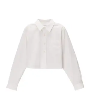 Alexander Wang Cropped Logo-embroidered Shirt - White
