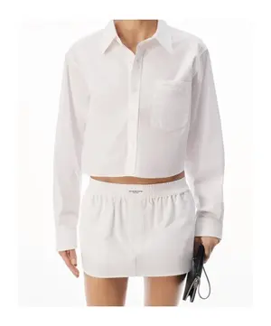 Alexander Wang Logo Embroidered Cropped Shirt