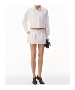 Alexander Wang Logo Embroidered Cropped Shirt