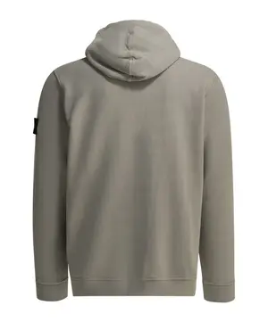 Stone Island Zip-up Hooded Sweatshirt With Compass Logo