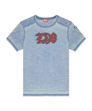 DIESEL® Burnout T-shirt With D78 Print - Light Blue
