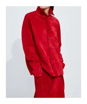 Bottega Veneta Suede Leather Shirt - Red