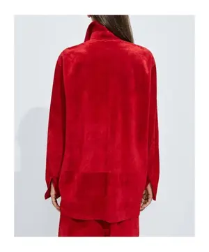 Bottega Veneta Suede Leather Shirt - Red