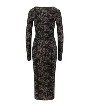 Elisabetta Franchi Long Sleeved Cut-out Midi Dress