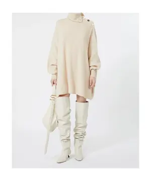 Sportmax Long-sleeved Asymmetrical Collar Dress With Decorative Buttons