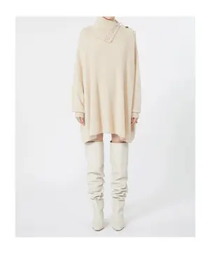 Sportmax Long-sleeved Asymmetrical Collar Dress With Decorative Buttons