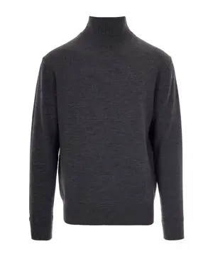 PAOLO PECORA Long-sleeved High Neck Sweater With Ribbed Details