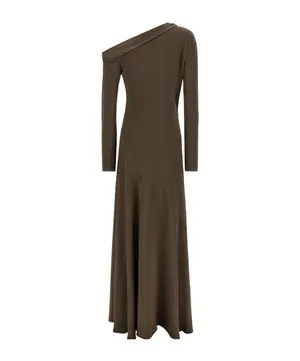Alberta Ferretti Long Sleeve Asymmetric One-shoulder Gown