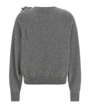 Alberta Ferretti Wool Sweater With Raised Embroidered Flowers