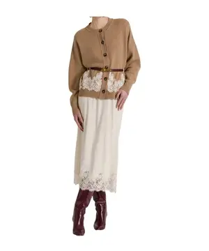 Alberta Ferretti Lace Hem Relaxed Cardigan