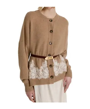 Alberta Ferretti Lace Hem Relaxed Cardigan