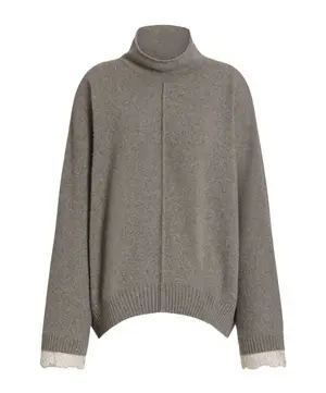 Alberta Ferretti Cashmere Sweater With Lace Cuffs