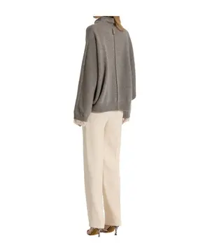 Alberta Ferretti Cashmere Sweater With Lace Cuffs