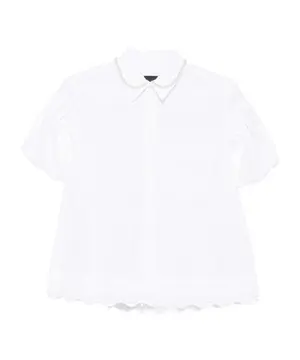 Simone Rocha Short-sleeved Shirt With Broderie-anglaise Hem - White