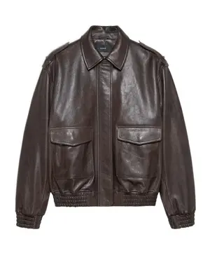 ARMA Collared Leather Jacket - Muddy Brown