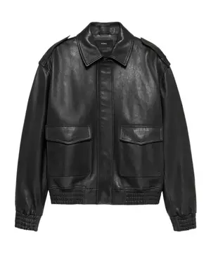 ARMA Collared Leather Bomber Jacket - Muddy Brown