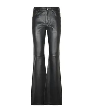 HAIKURE Leather Casual Trousers With Belt Loops - Black