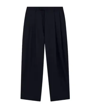 Giorgio Armani Trouser Oversized In Virgin Wool Crepe - Navy Blue