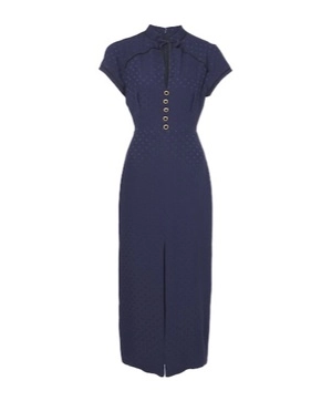 Alessandra Rich Silk Jacquard Midi Dress - Blue