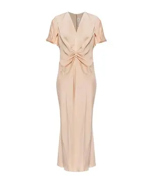 Victoria Beckham Gathered V-neck Long Dress - Pink