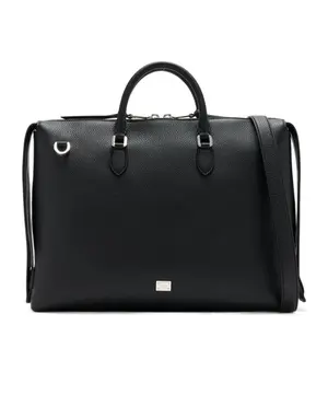 Dolce & Gabbana Dolce Gabbana Logo Plaque Zipped Laptop Bag - Black