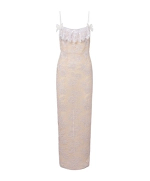 Alessandra Rich Ruffled Sequined Lace Maxi Dress