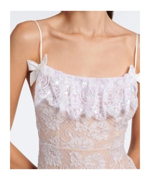 Alessandra Rich Ruffled Sequined Lace Maxi Dress