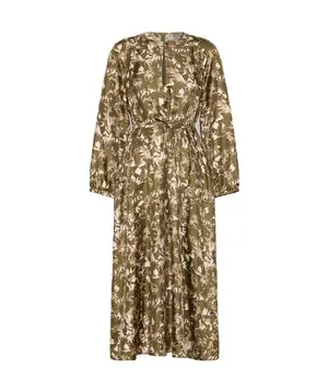 Max Mara Printed Silk Twill Dress Kaki