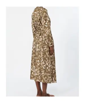 Max Mara Printed Silk Twill Dress Kaki