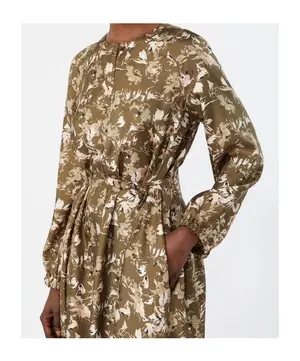 Max Mara Printed Silk Twill Dress Kaki