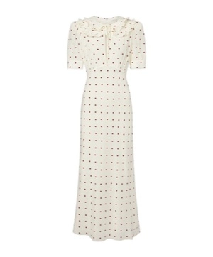 Alessandra Rich Ruffled Polka-dot Silk Midi Dress - White