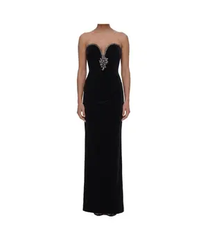 SELF-PORTRAIT Velvet Maxi Skirt - Black