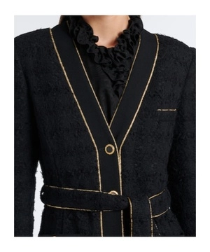 Alessandra Rich Belted Cotton-blend Bouclé Tweed Coat