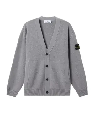 Stone Island Loose-fit V-neck Cardigan With Pockets - Ashes
