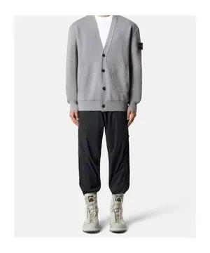 Stone Island Loose-fit V-neck Cardigan With Pockets - Ashes