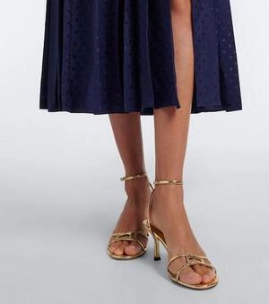 Alessandra Rich Pleated Silk Jacquard Midi Dress With Star Motifs