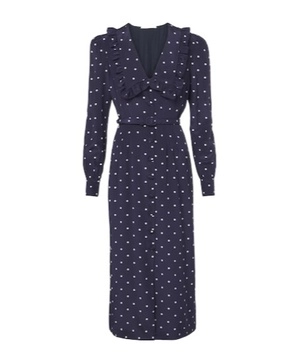Alessandra Rich Belted Polka-dot Silk Midi Dress - Blue