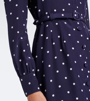 Alessandra Rich Polka Dot Silk Midi Dress With Ruffled Collar